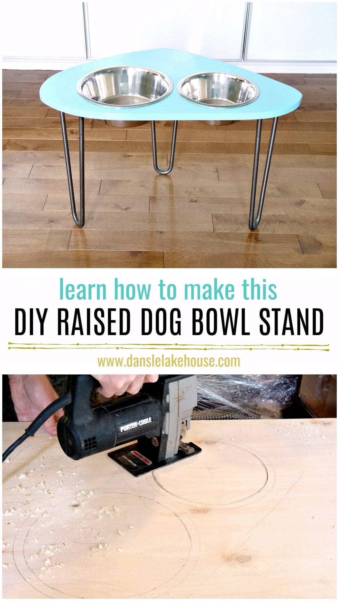 DIY Raised Dog Bowl Stand With Mid-Century Mod Style | Dans le Lakehouse