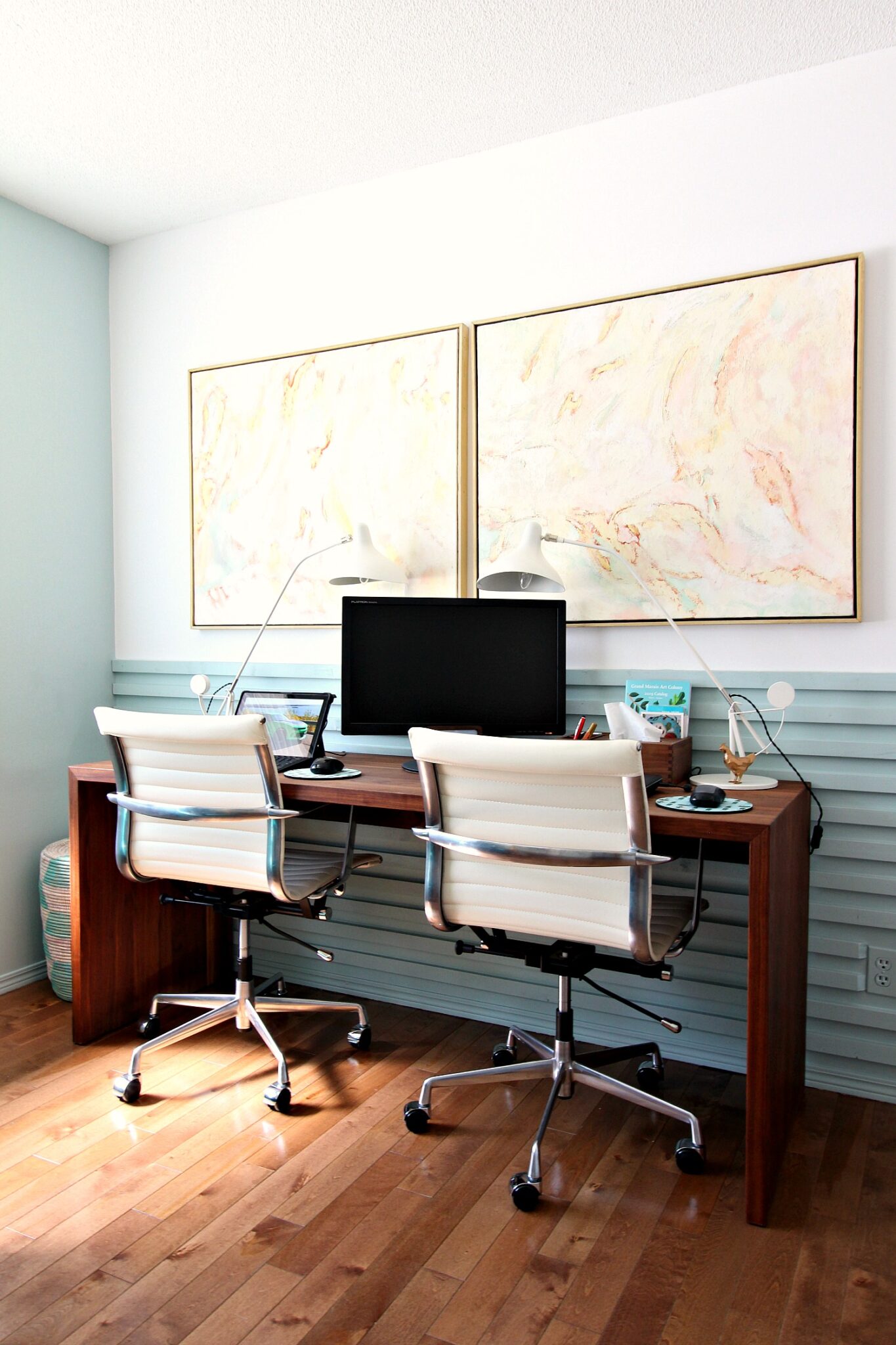 DIY Horizontal Slat Wall in the Office | Dans le Lakehouse