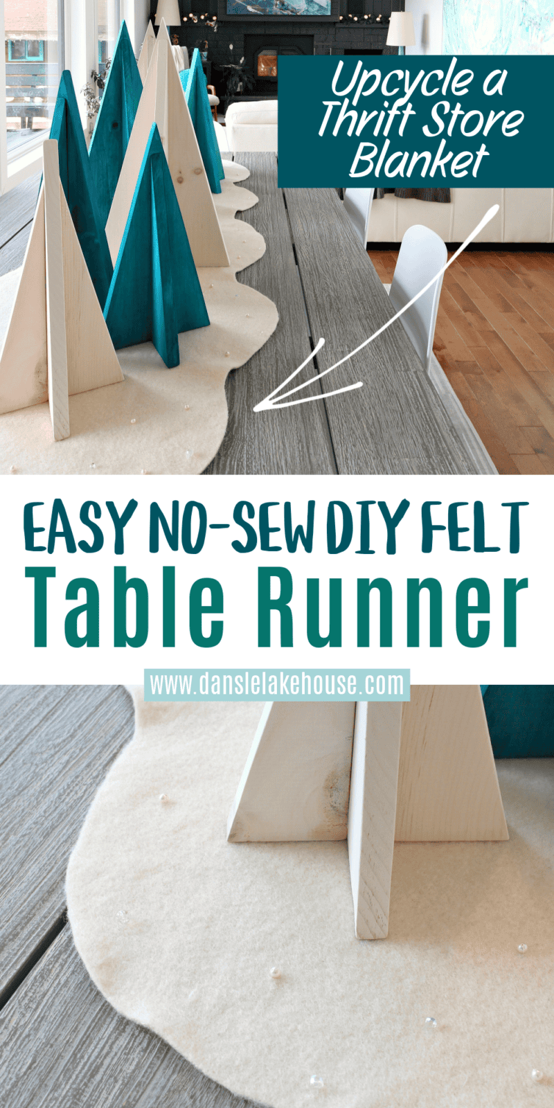 Easy No Sew DIY Wool Felt Table Runner for Christmas